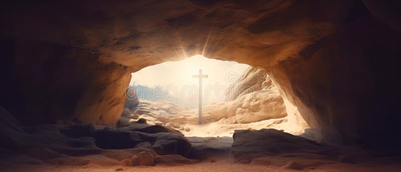 Cross in a Cave Communion Symbolic Stock Illustration - Illustration of ...