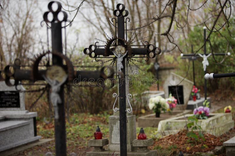Cross in the cemetery stock image. Image of christianity - 51101805
