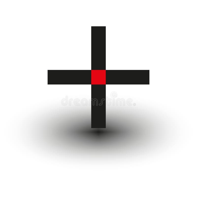 Cross with Center. Red and Black Contrast. Geometric Cross Design ...
