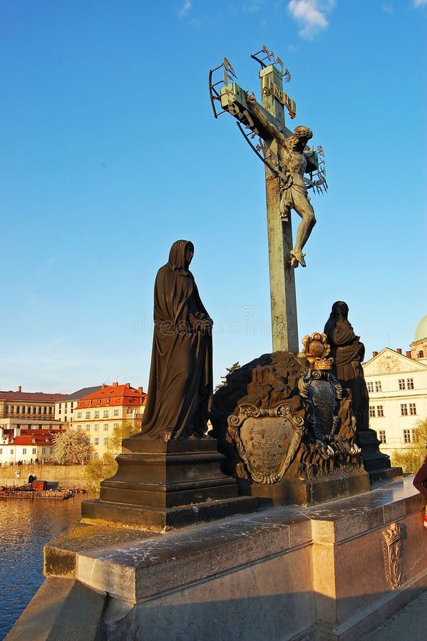 Cross on the Charles Bridge Stock Image - Image of christianity, karol ...
