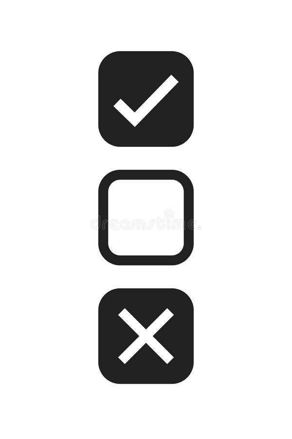 Cross and Check Mark, Black Vector Illustration in Flat Stock Vector ...