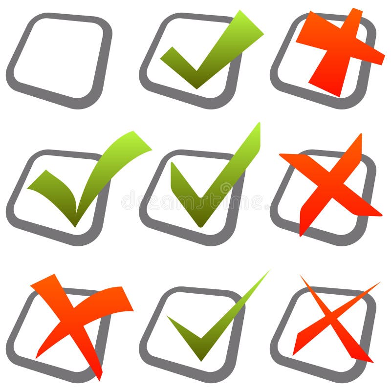 Cross and Check Mark Collection Stock Vector - Illustration of check ...