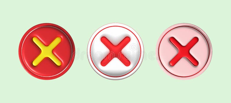 Cross Check Mark Icon Button and No or Wrong Symbol on Reject Cancel ...