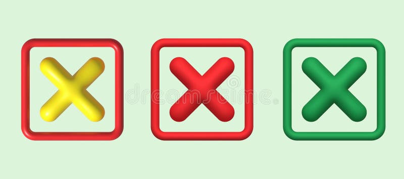 Cross Check Mark Icon Button and No or Wrong Symbol on Reject Cancel ...