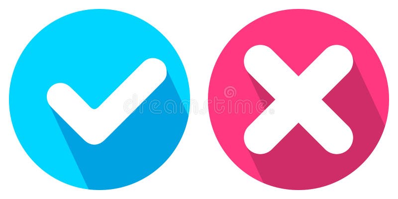 Cross Check Mark Icons, Flat Round Buttons Set. Vector EPS10 Stock ...