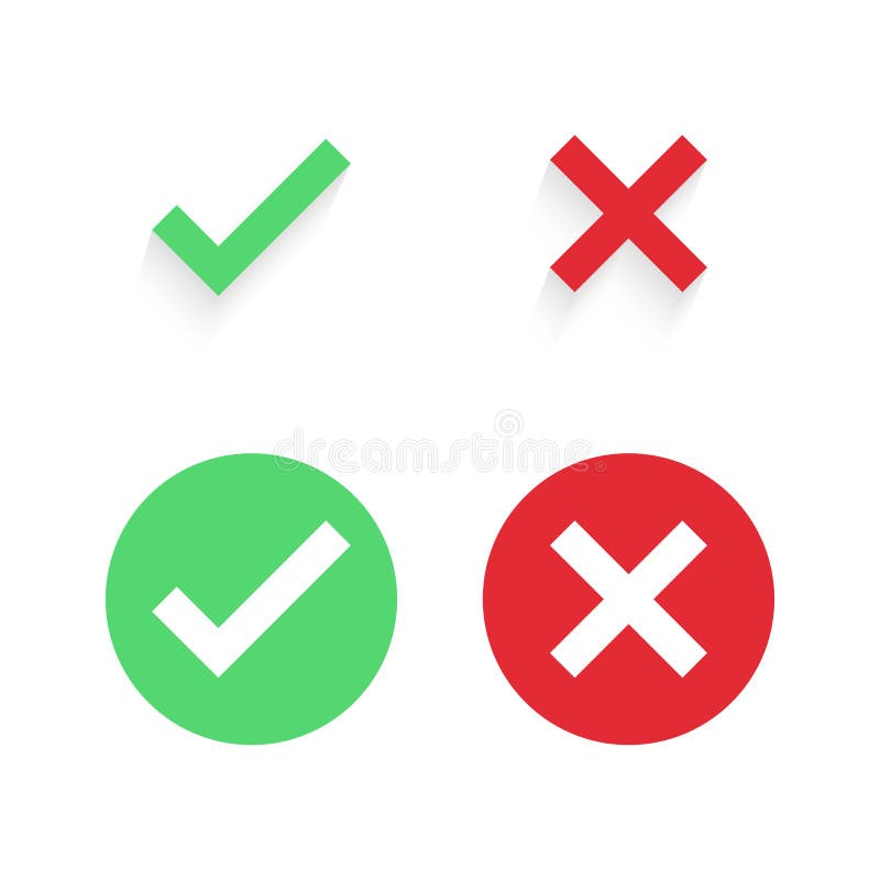 Cross Check Mark Icons, Flat Round Buttons Set. Vector EPS10 Stock ...