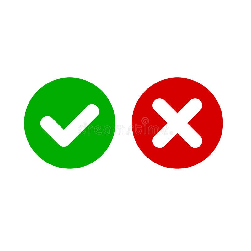 Cross and Check Mark Icons on White Background. Vector Stock Vector ...