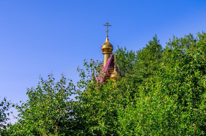 Cross of Christ Behind Trees Stock Photo - Image of tradition, orthodox ...