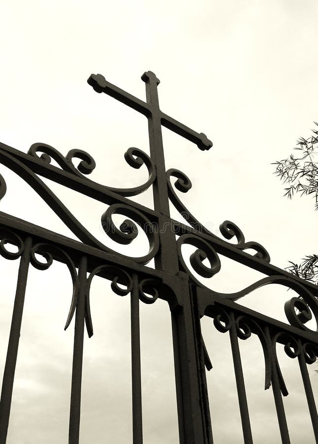 Cross on Church Gate, Silhouette Stock Photo - Image of elegant ...