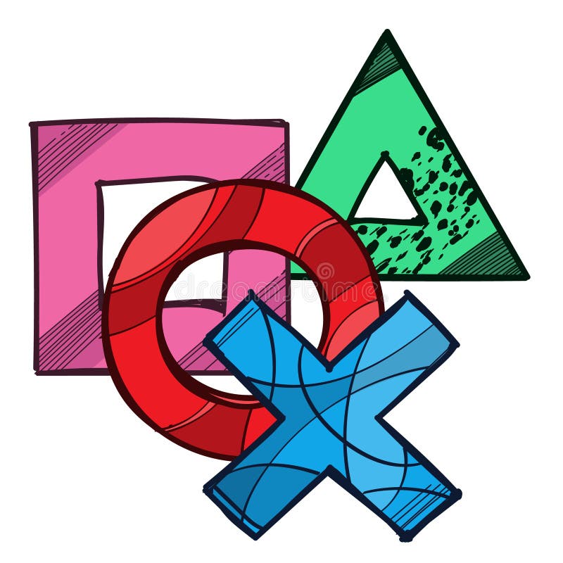 Cross, Circle, Square, Triangle. Game Pad Symbols Stock Illustration ...