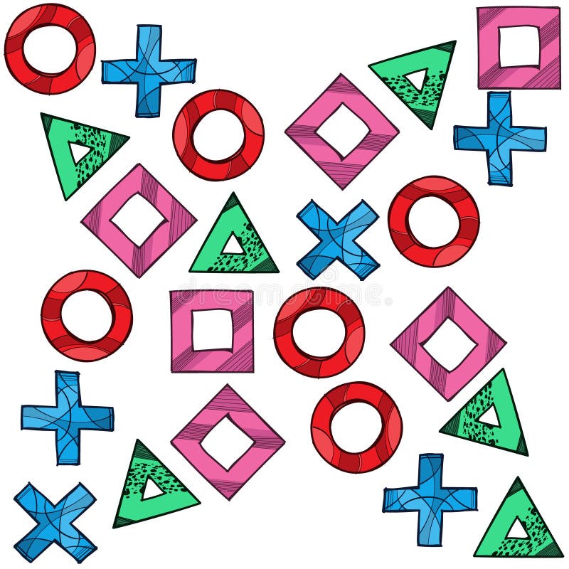 Cross, Circle, Square, Triangle. Game Pad Symbols. Seamless Pattern ...
