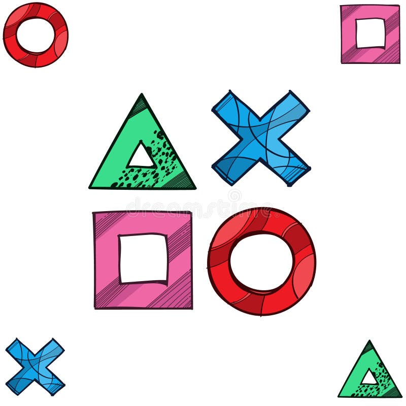 Cross, Circle, Square, Triangle. Game Pad Symbols. Seamless Pattern ...