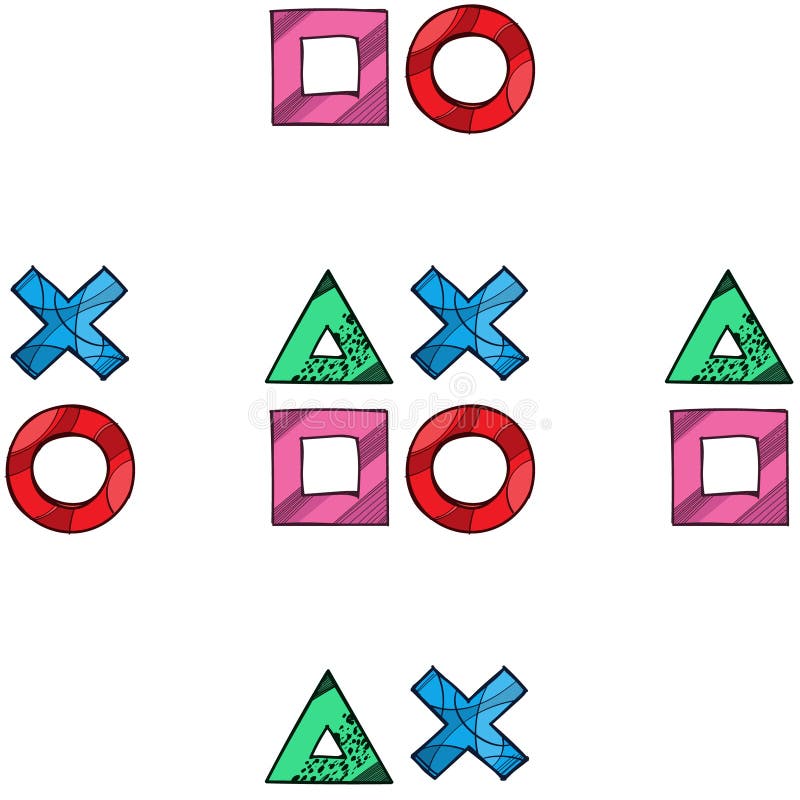 Cross, Circle, Square, Triangle. Game Pad Symbols. Seamless Pattern ...