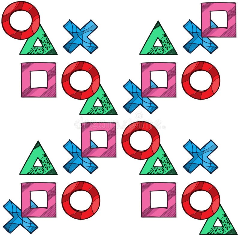 Cross, Circle, Square, Triangle. Game Pad Symbols. Seamless Pattern ...