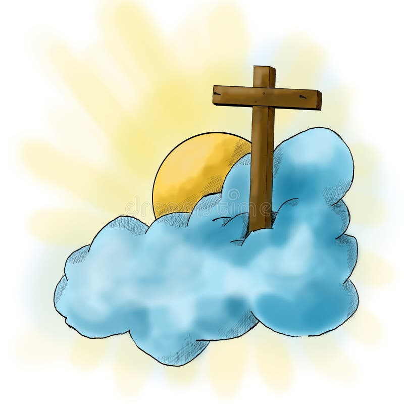Cross in the Clouds stock illustration. Illustration of salvation ...