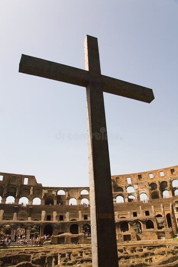 Cross in the Coliseum stock photo. Image of colosseum - 14908194