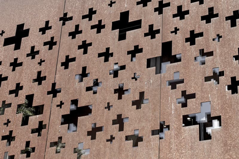 Cross Concept in Rusty Steel Facade Stock Illustration - Illustration ...