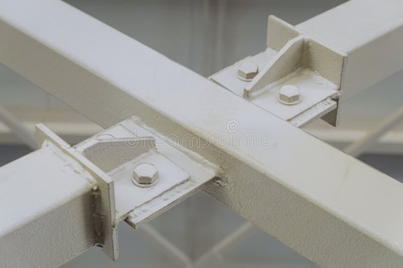 Cross Connection Steel Bracing of Metal Frame Structure Close-up Stock ...
