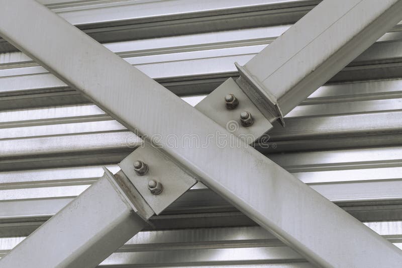 Cross Connection Steel Bracing of Metal Frame Structure Close-up Stock ...