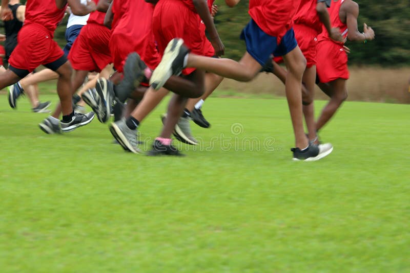 Cross Country Runners on Green Grass Stock Image - Image of ground ...