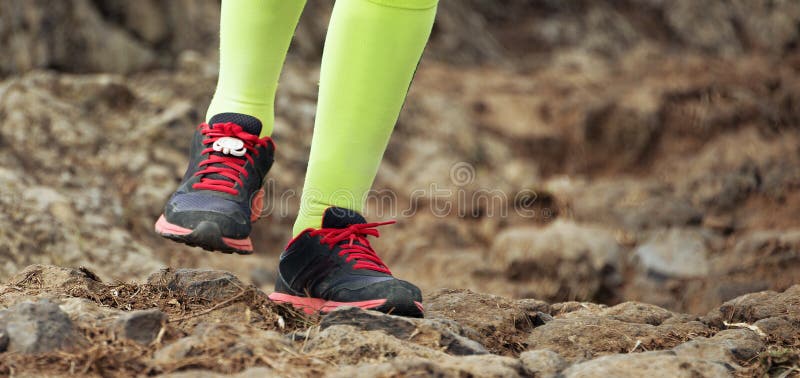 Cross Country Running Feet Run through Rocky Terrain Stock Photo ...