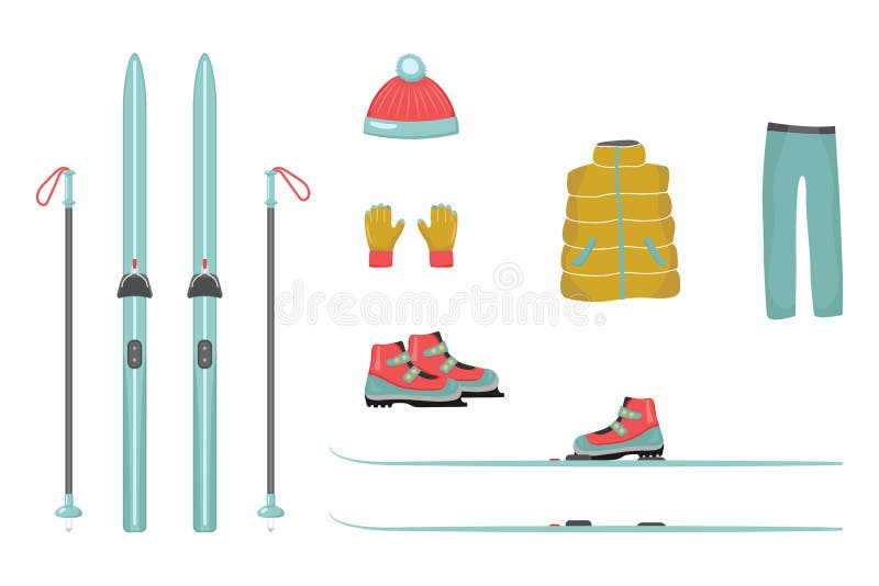 Cross-country ski set stock vector. Illustration of sport - 260711462