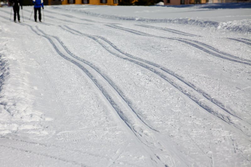 Cross Country Ski Tracks in Engadin Stock Image - Image of color ...