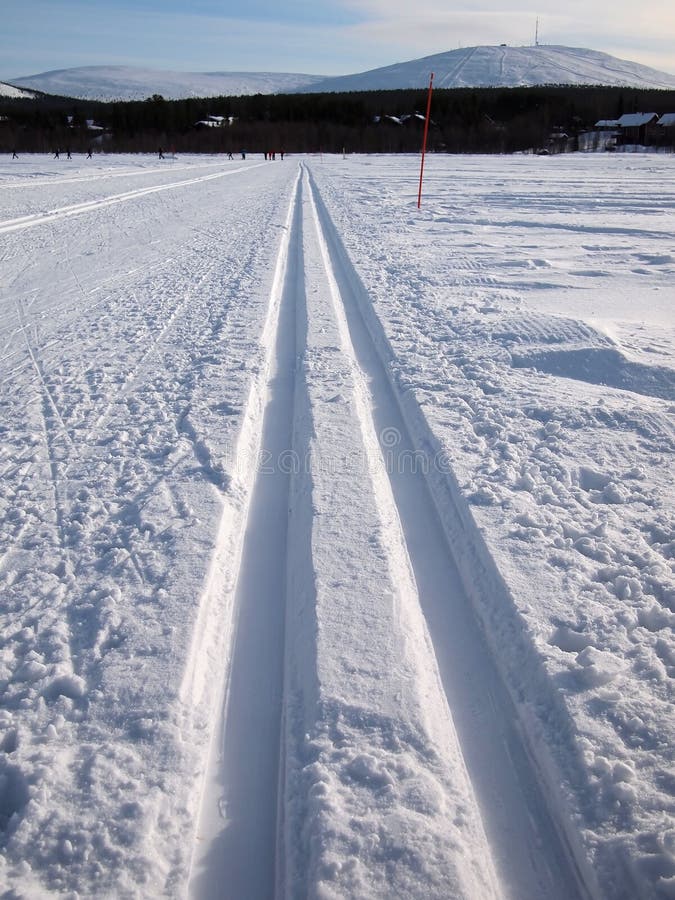 Cross-country Tracks in Fresh Snow Stock Image - Image of polar, tracks ...