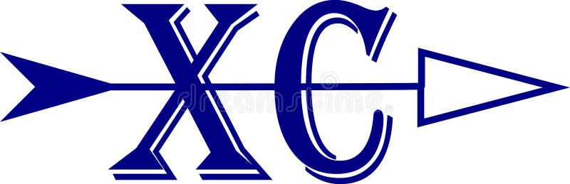 XC Letters in Blue with Blue Trim and a Blue Arrow Stock Illustration ...