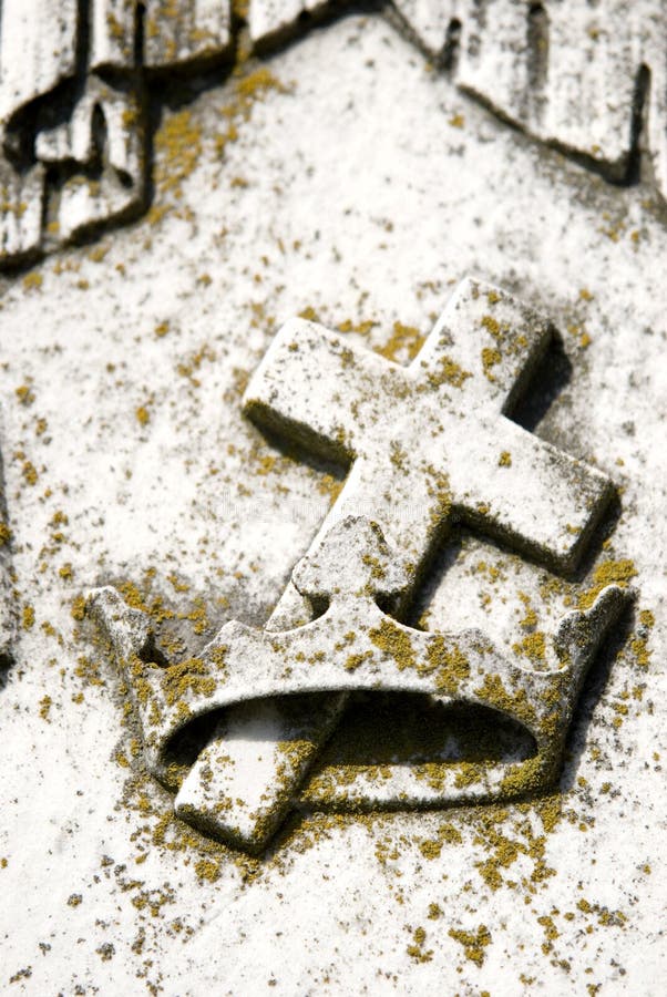 Cross and Crown Design on Cemetery Statue Stock Photo - Image of divine ...