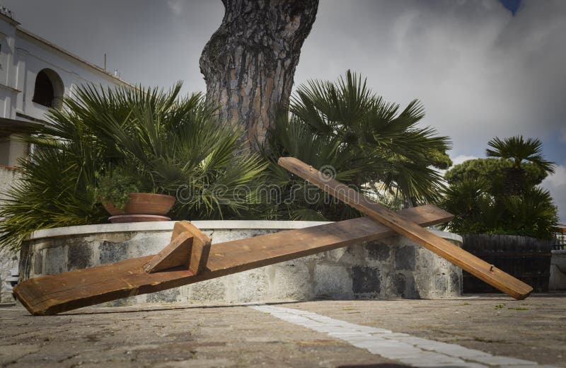 Cross by Crucifixion Lying on the Ground Stock Image - Image of ...