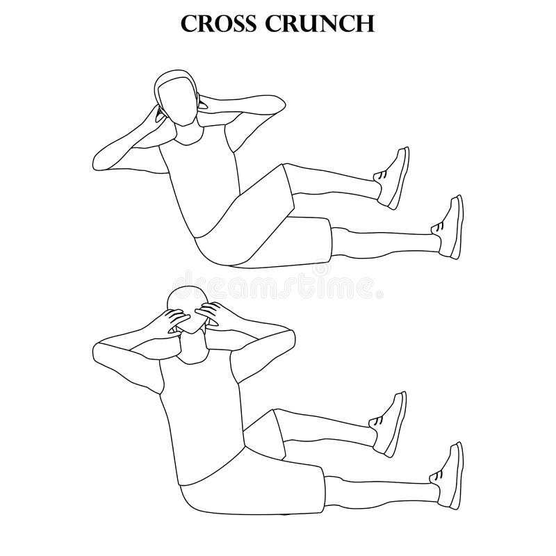 Cross Crunch Exercise Strength Workout Vector Illustration Stock Vector ...