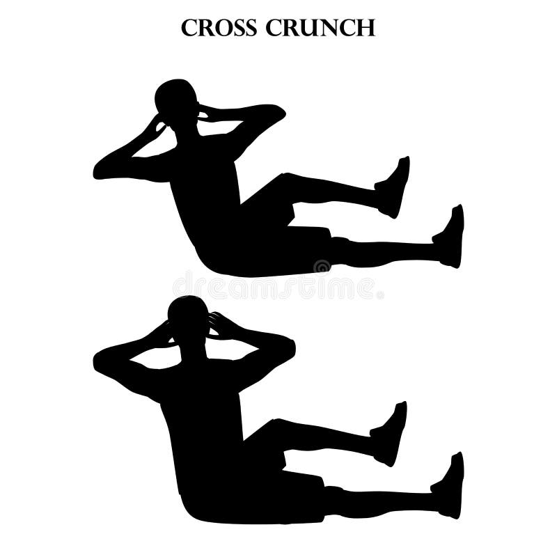Cross Crunch Exercise Strength Workout Vector Illustration Stock Vector ...