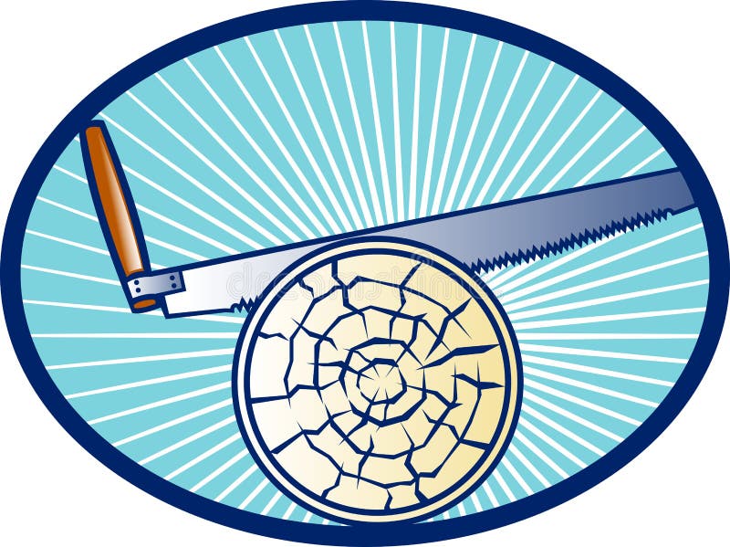 Cross-cut Saw Cutting Log Wood Retro Stock Vector - Illustration of ...