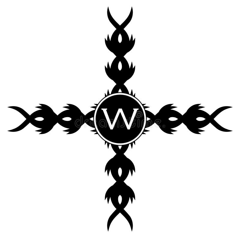 Cross Decorated with Letter J, Black and White, Isolated. Stock ...