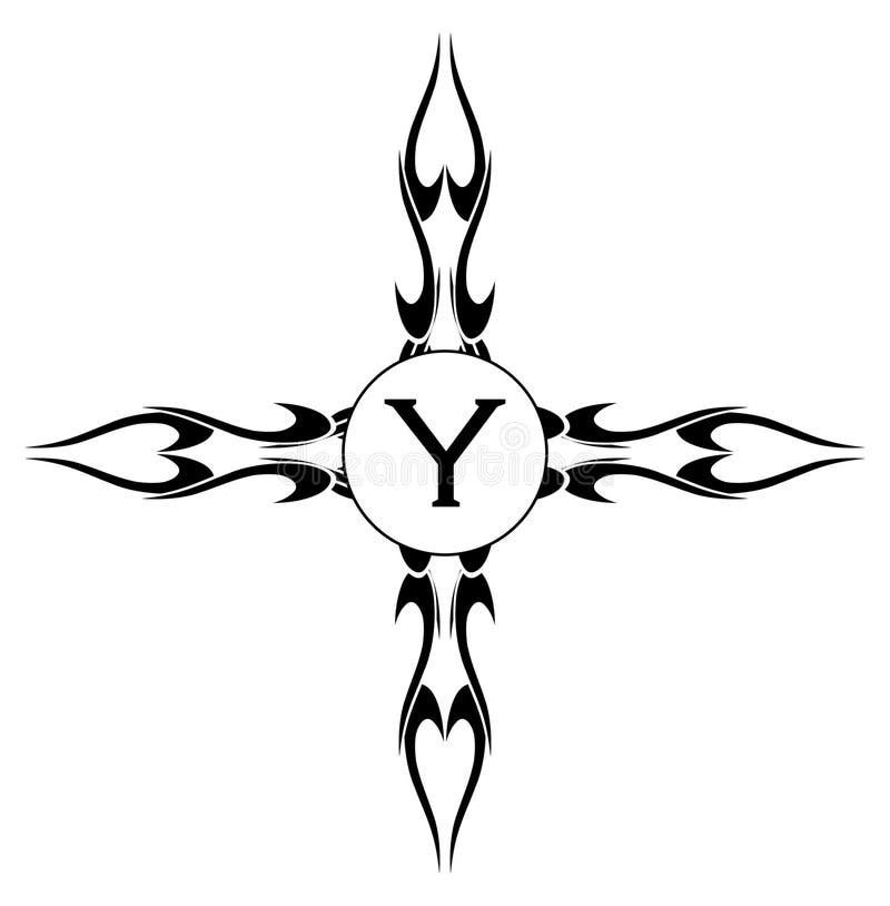 Cross Decorated with Letter J, Black and White, Isolated. Stock ...