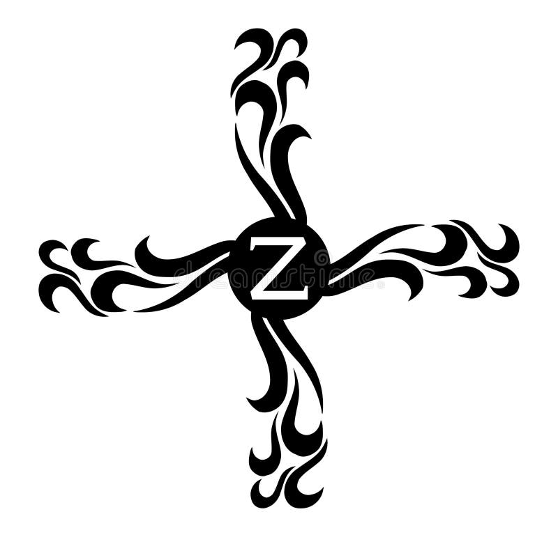 Cross Decorated with Letter J, Black and White, Isolated. Stock ...