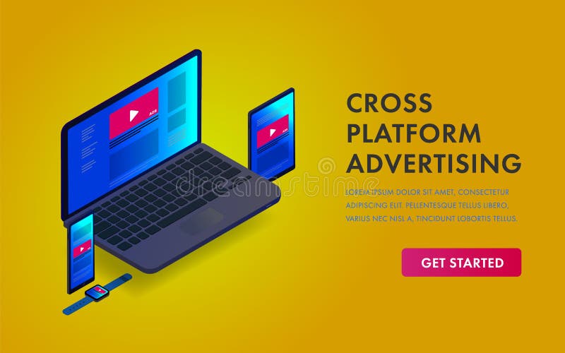 Cross-device Programmatic Advertising Isometric Concept Web Template ...