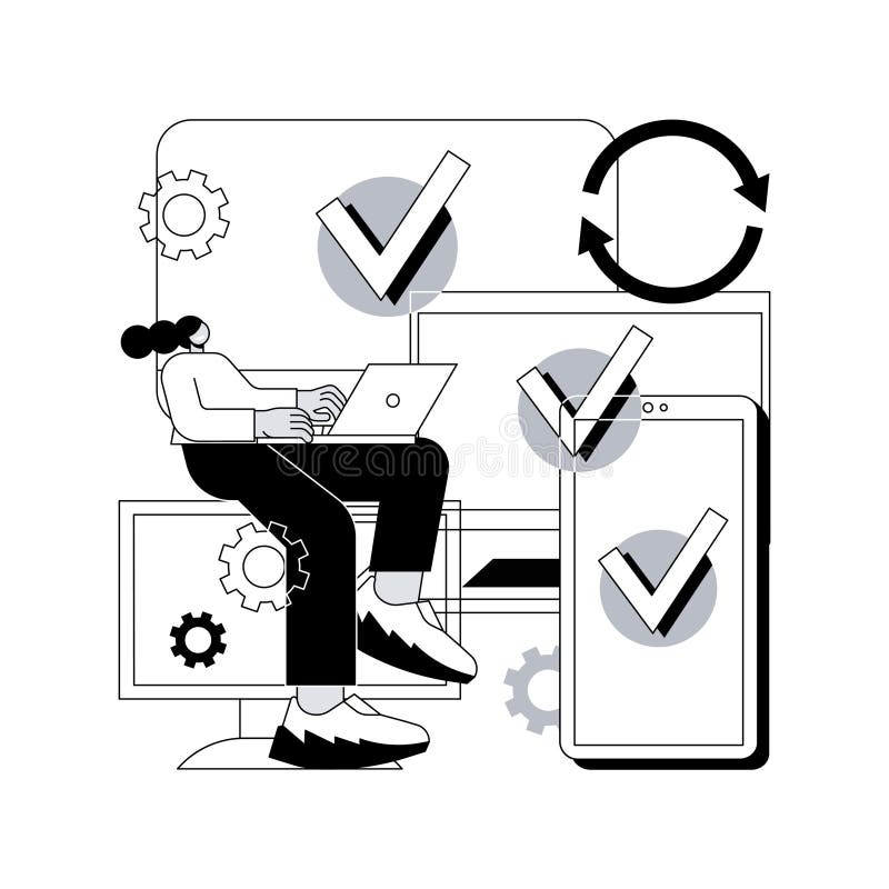 Cross Device Syncing Abstract Concept Vector Illustration Stock Vector