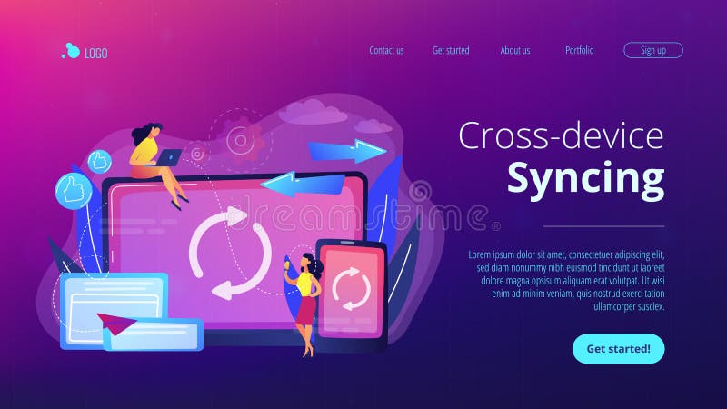 Cross-device Syncing Concept Landing Page. Stock Vector - Illustration ...