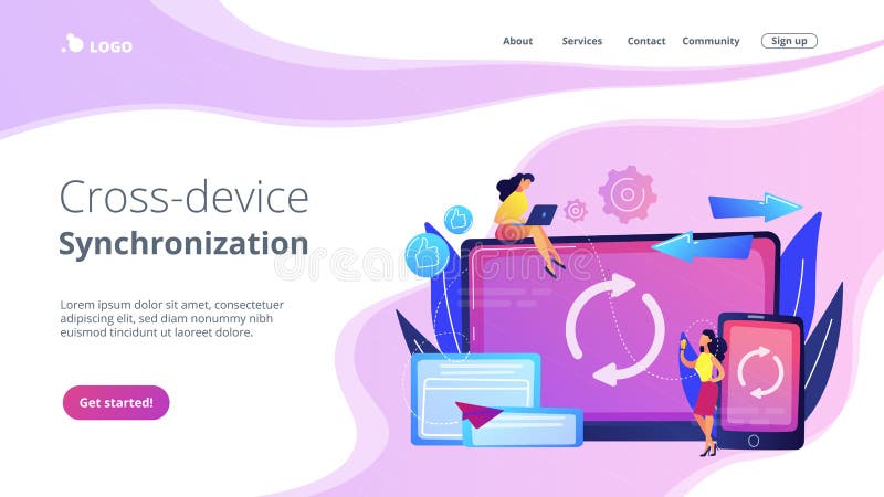 Cross-device Syncing Concept Landing Page. Stock Vector - Illustration ...