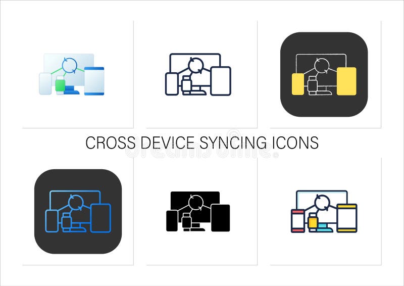 Cross Device Syncing Icons Set Stock Vector - Illustration of digital ...