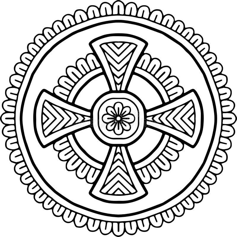 Cross Doodle Black and White Stock Illustration - Illustration of ...