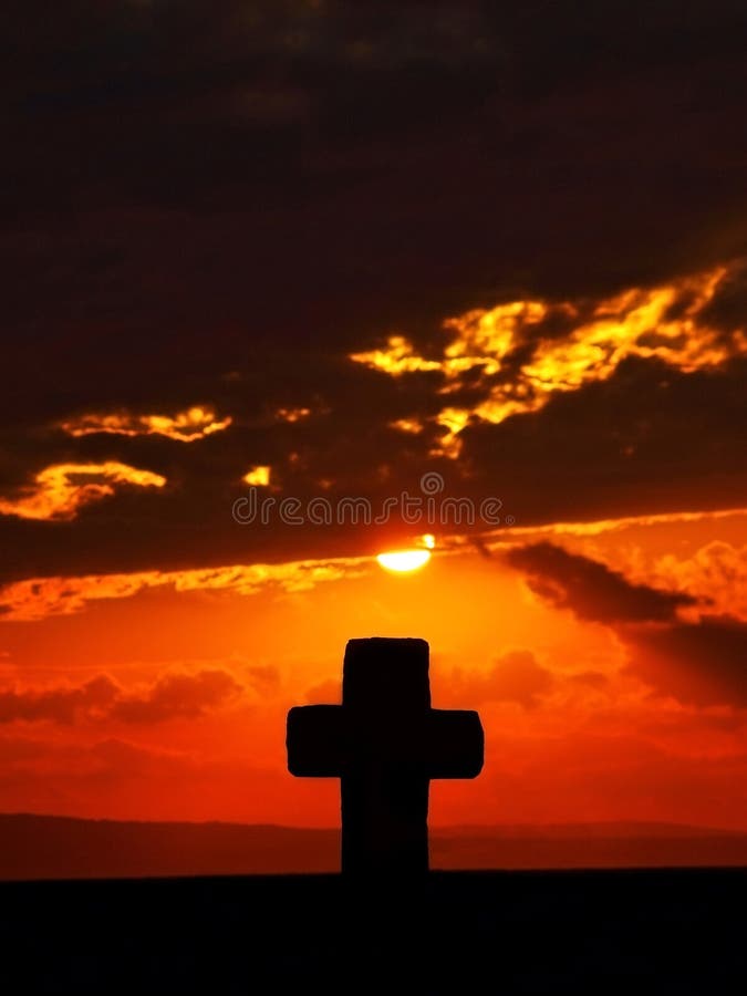 Christian cross on sunset stock photo. Image of concept - 28820686