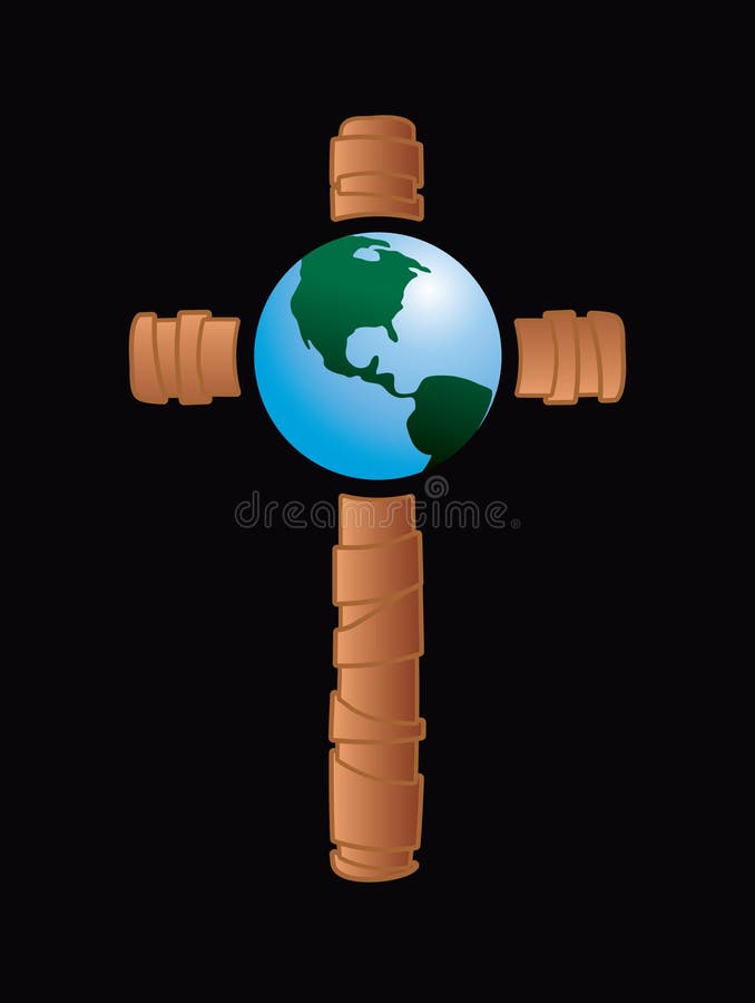 Cross and Earth stock vector. Illustration of christ, dark - 8318095