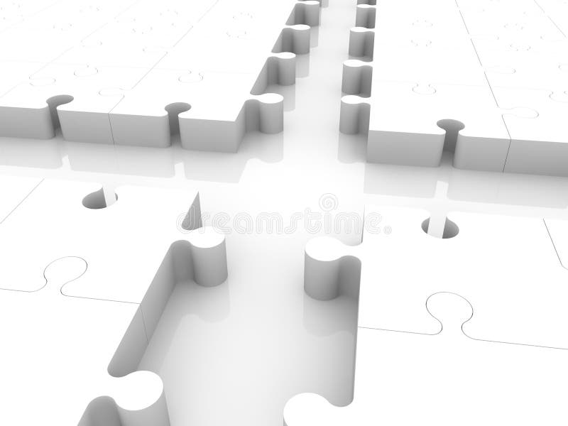 Cross of Puzzle Pieces with Empty Spaces.3d Illustration Stock ...