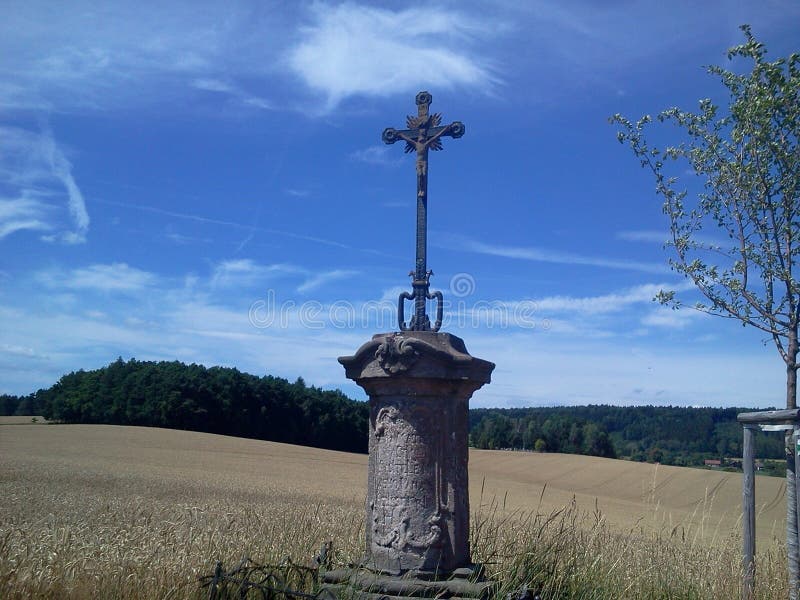 Cross in the field editorial stock photo. Image of cross - 68068818