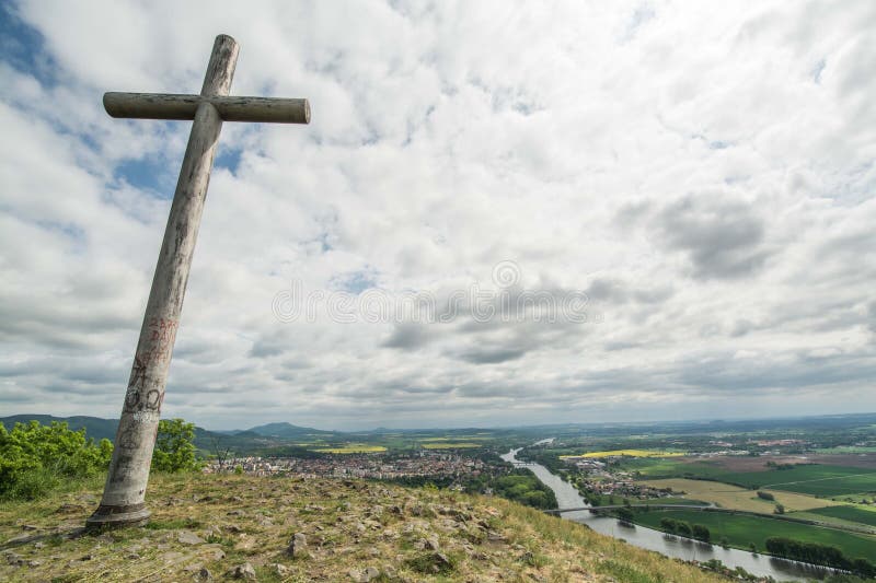 Cross in Field Surrounded by Trees Stock Image - Image of blossom ...