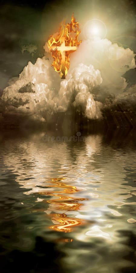 Burning Cross of fire stock illustration. Illustration of burning ...