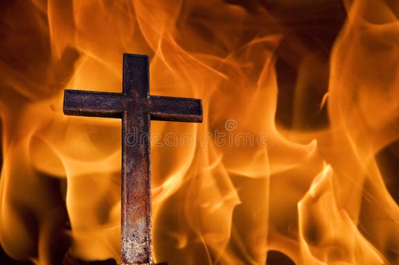 Cross on fire stock image. Image of catholic, fury, cross - 808603